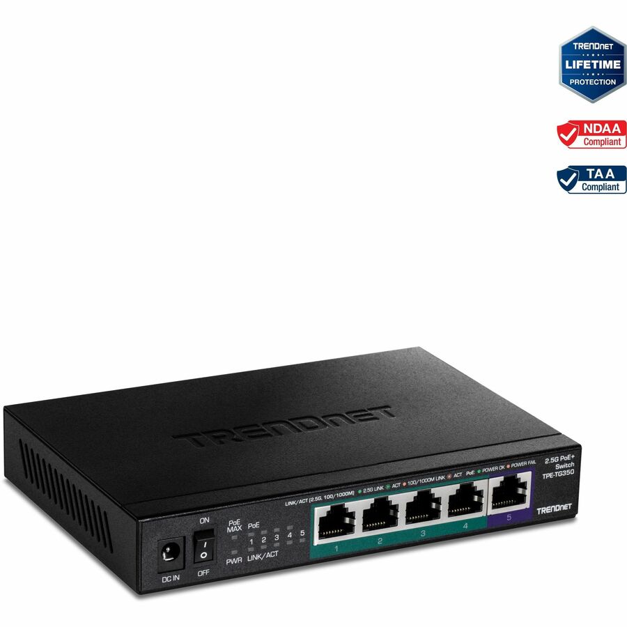 TRENDnet 5-Port Unmanaged 2.5G PoE+ Switch TPE-TG350 – Logics Technology Solutions Inc
