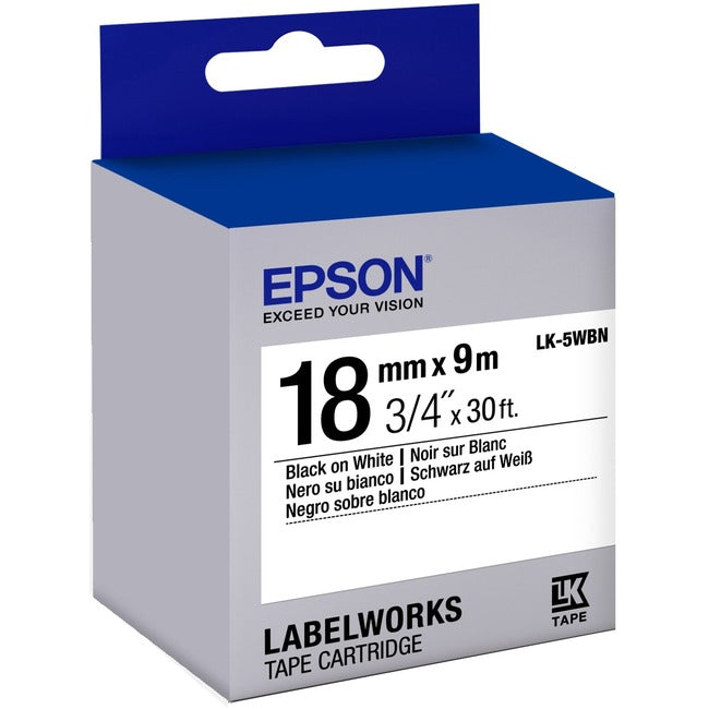 Epson LabelWorks Standard LK Tape Cartridge ~3/4" Black on White LK ...