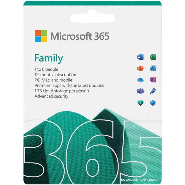 Microsoft 365 Family - Box Pack - Up to 6 People - 1 Year 6GQ-01565 ...