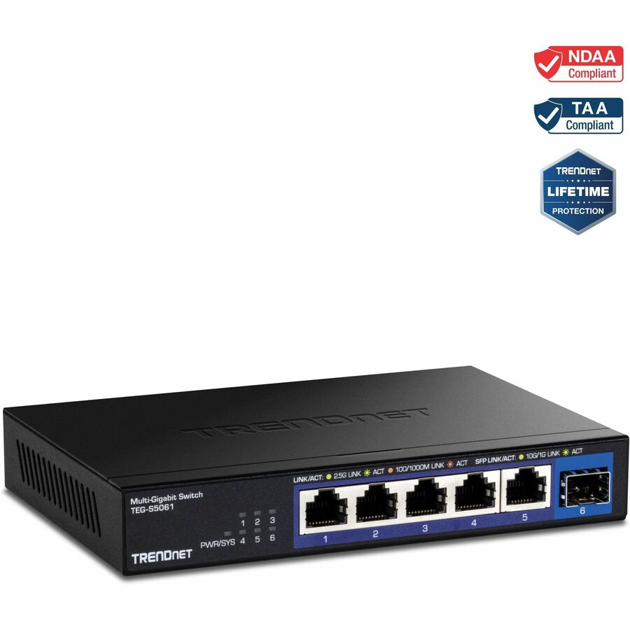 TRENDnet 6-Port 2.5G Unmanaged Switch with 10G SFP+ Port TEG-S5061 ...