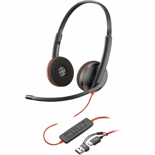 Poly Blackwire 3220 Stereo USB-C Headset + USB-C/A Adapter 8X228AA ...